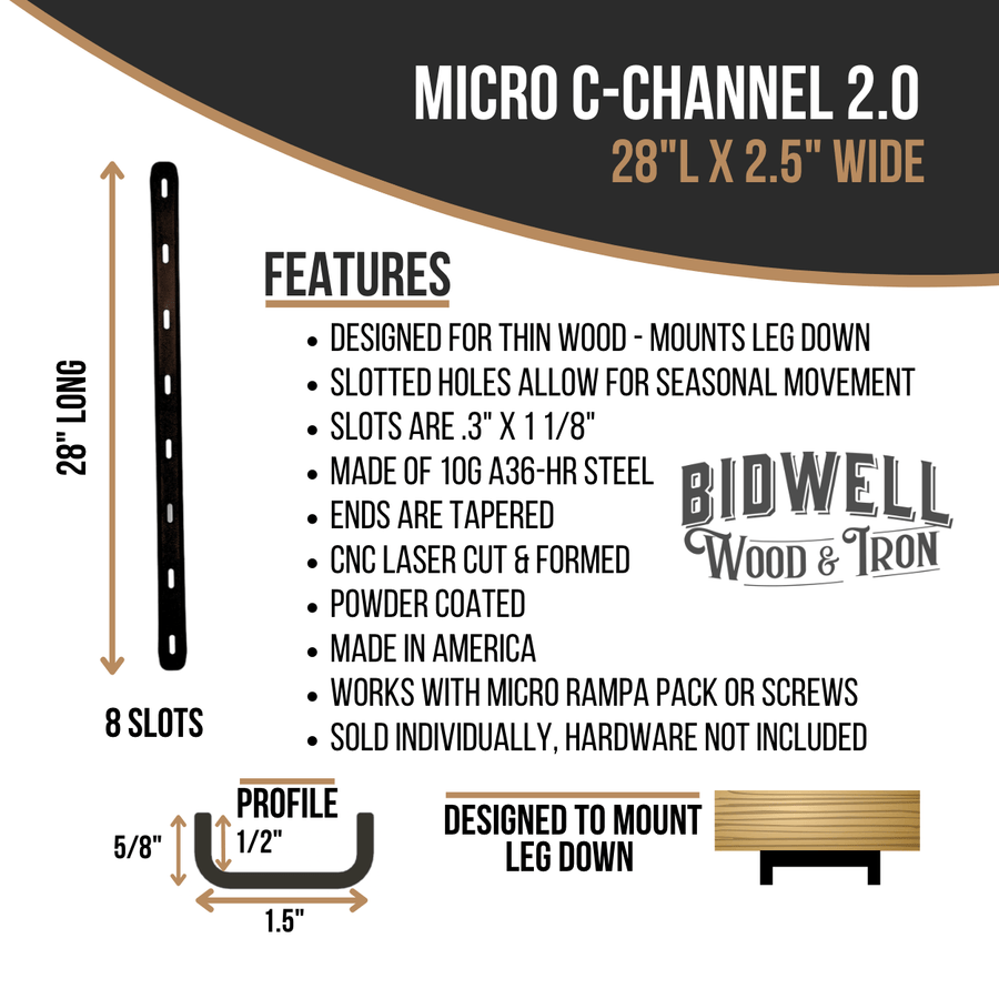 Micro C Channel - 1/2" Leg Support Bracing – Bidwell Wood & Iron
