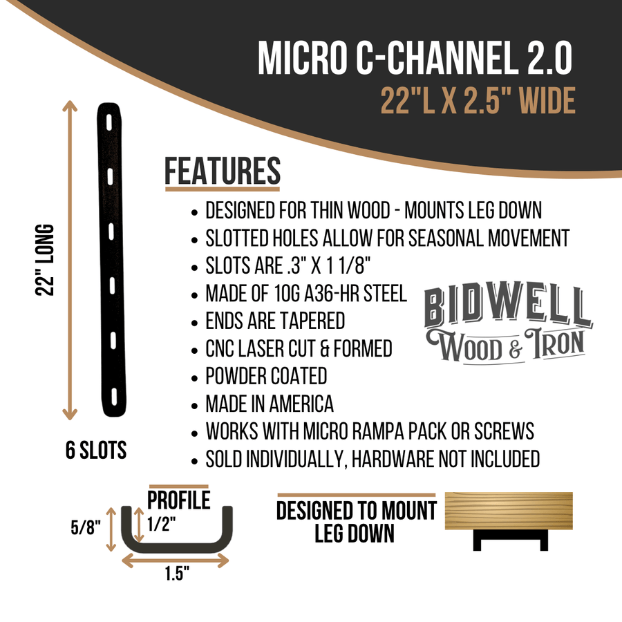 Micro C Channel - 1/2" Leg Support Bracing – Bidwell Wood & Iron
