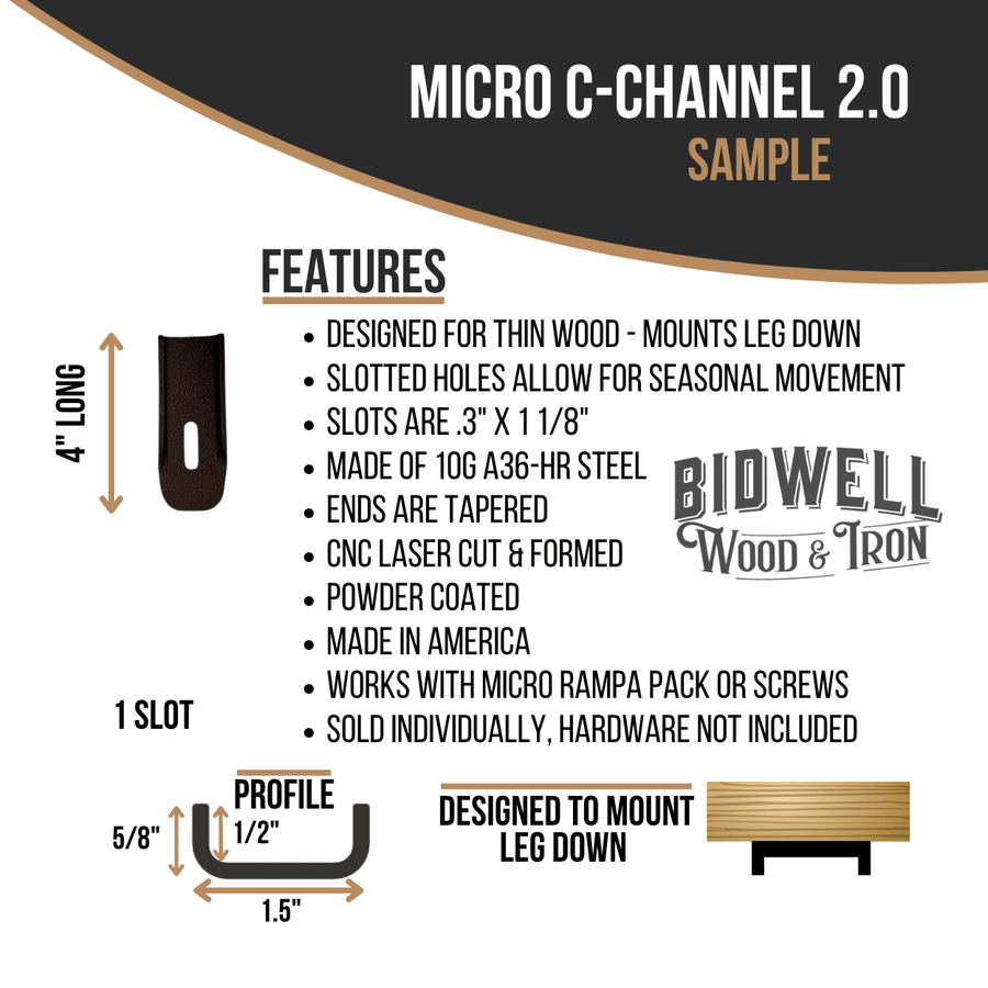 Micro C Channel - 1/2" Leg Support Bracing – Bidwell Wood & Iron
